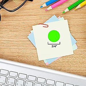 ChromaLabel 0.75 Inch Removable Color Code Dot Label Kit, 5 Assorted Fluorescent Colors, 1200 Labels per Pack