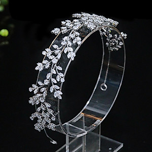 Jorsnovs Fashion Bridal Headpieces for Wedding Bride Hair Accessories Cubic Zirconia Headbands for Women CZ Birthday Gifts