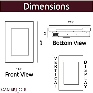 Cambridge 19.5" Curved Vertical Color Changing Wall Mount Electric Fireplace with Crystal LED Display, Remote