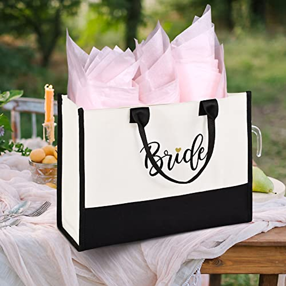 Lamyba Maid of Honor Tote Bag, Maid of Honor Gifts from the Bride, Bridal Shower Gifts, Black and White