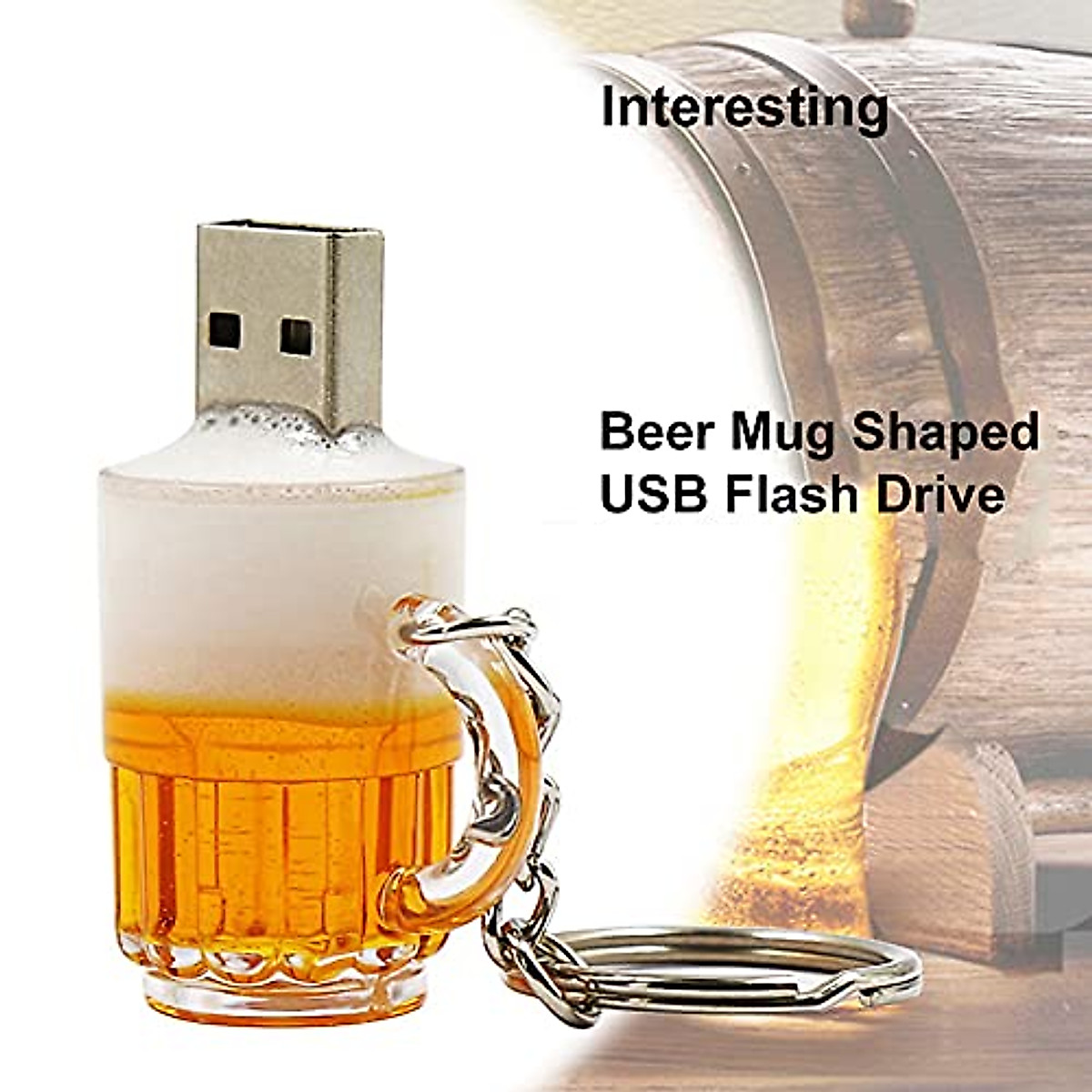 USB Flash Drive 64GB Cute Beer Mug Shaped USB Drive Thumb Drives USB 2.0 Memory Stick for External Data Storage
