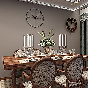 GenSwin Flameless White Taper Candles Flickering with 10-Key Remote, Battery Operated Led Warm 3D Wick Light Window Candles Real Wax Pack of 6, Christmas Home Wedding Decor(0.78 X 9.64 Inch)