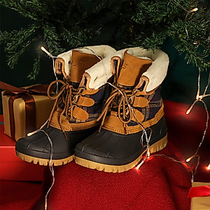 STQ Womens Insulated Winter Snow Boots Waterpoof Duck Boots Navy/Tan 9 M