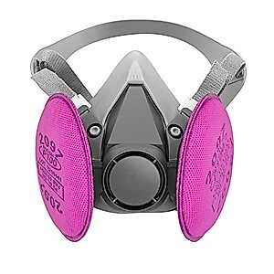 BEAUKAU Respirator with 2097 Filter, Dust Respirator for Women and Men Widely Used for Epoxy Resin, Asbestos, Lead Paint, Woodworking Grinding, Sawing