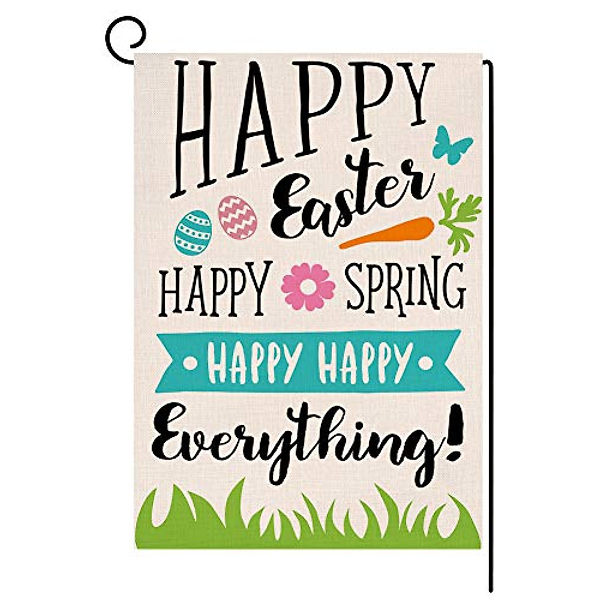 Happy Easter Garden Flag Vertical Double Sided 12.5 x 18 Inch Sping Burlap Yard Outdoor Decor