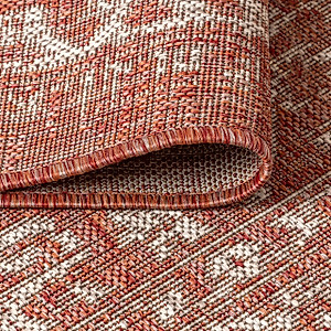 JONATHAN Y SMB104A-8 Malta Bohemian Medallion Textured Weave Indoor Outdoor Area r.u.g, Coastal, Traditional, Transitional Easy, Bedroom,Kitchen,Backyard,Patio,Non Shedding, Red/Taupe, 8 X 10