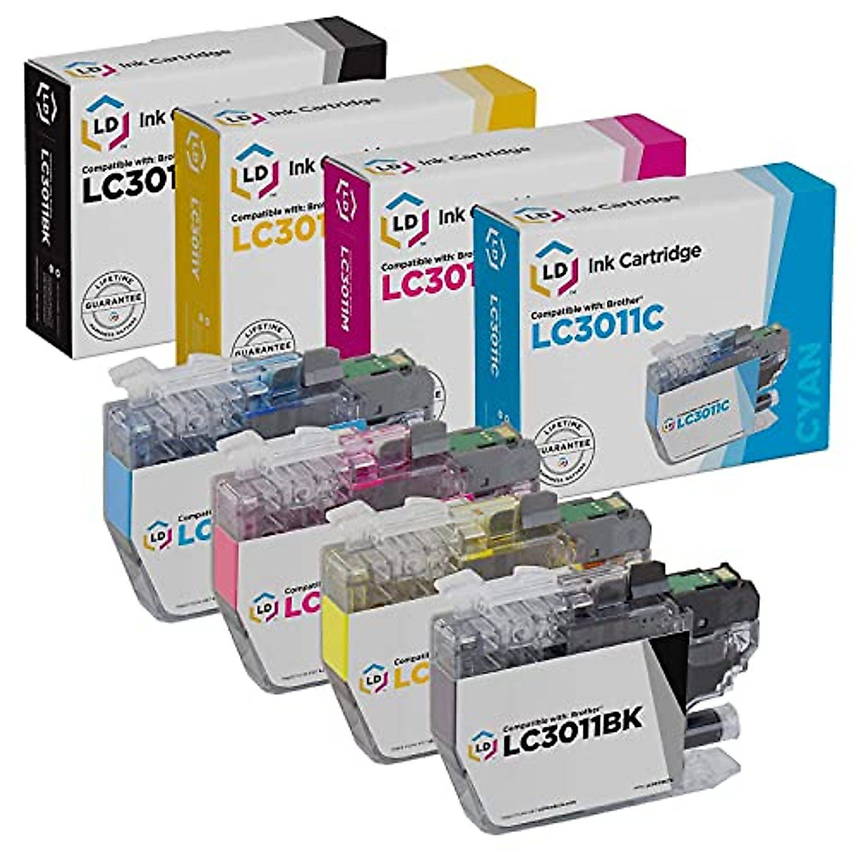 LD Compatible Ink Cartridge Replacement for Brother LC3011 (Black, Cyan, Magenta, Yellow, 4-Pack)