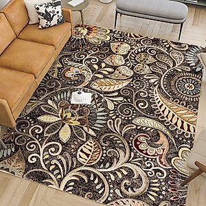 Brown Large 7x10 Area Rug 7x10 - Indoor Area Rugs for Living Room - Dining Room Rug - Bedroom Rug - Kitchen Rug - Entryway Rug Contemporary Carpet - Alfombras para Salas Modernas Grandes