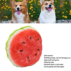 BEIJIALY Fruit Plush Dog Toy, Small Breed Puppy Chew Toys, Cartoon Cute Interactive Soft Squeaky Plush Dog Toys Puppy Chew Food Shaped Toy for Small Medium Large Dogs(Watermelon)