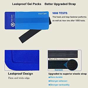 Koo-Care 2 Gel Ice Pack for Injuries Reusable Hot Cold Pack Wrap with Elastic Strap - 11" x 5.9" - Flexible Cold Compress for Head Shoulder Arm Elbow Wrist Back Knee Ankle - Pain Relief for Migraine
