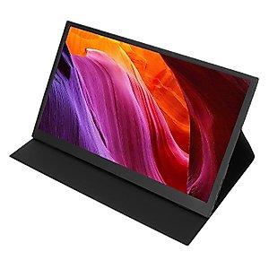 Portable Monitor, 1920X1080 Resolution HDR 15.6 Inches, Dual Stereo Speakers, PU Leather Case, Full View for More Clarity Suitable for PC, Cell Phone, PS3