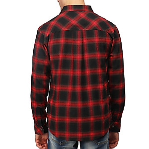 H2H Mens Casual Slim Fit Check Patterned Shirts Long Sleeve REDBLACK US S/ASIA M (CMTSTL144)