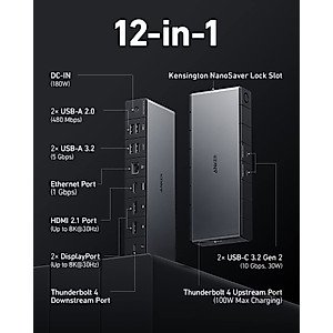 Anker 543 USB C to USB C Cable (140W, 6ft), USB 2.0 Bio-Nylon Charging Cable & Anker 778 Thunderbolt Docking Station (12-in-1, Thunderbolt 4), 40 Gbps with Max 100W Charging
