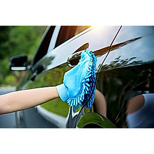 Suyncll 2.0GPM Electric Power Washer +Microfibre Car Wash Mitt, 1600W High Pressure Washer with Hose Reel, Graet for Home/Garden/Car Cleaning(Blue)