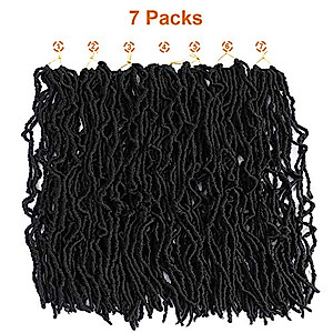 SamBraid 24 Inch 7 Packs New Soft Locs Crochet Hair for Black Women, for Natural Butterfly Locs Style Crochet Hair, Black Curly and Pre -Looped Faux Locs Crochet Hair (24 Inch, 7Packs, 1B)