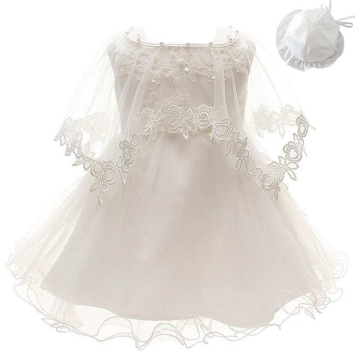 3Pcs Set Baby Girl Dress Christening Baptism Gowns Formal Dress