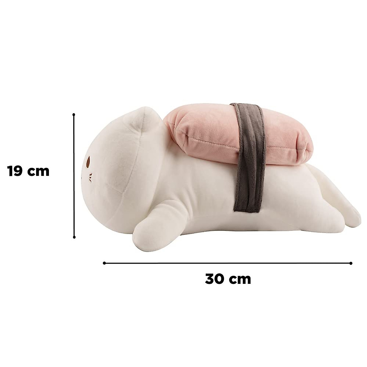 MINISO 14'' Sushi Cat Plush, Kawaii Stuffed Animal, Soft Body Pillow, Kitten Doll, Big Valentine's Day Gift (Salmon)