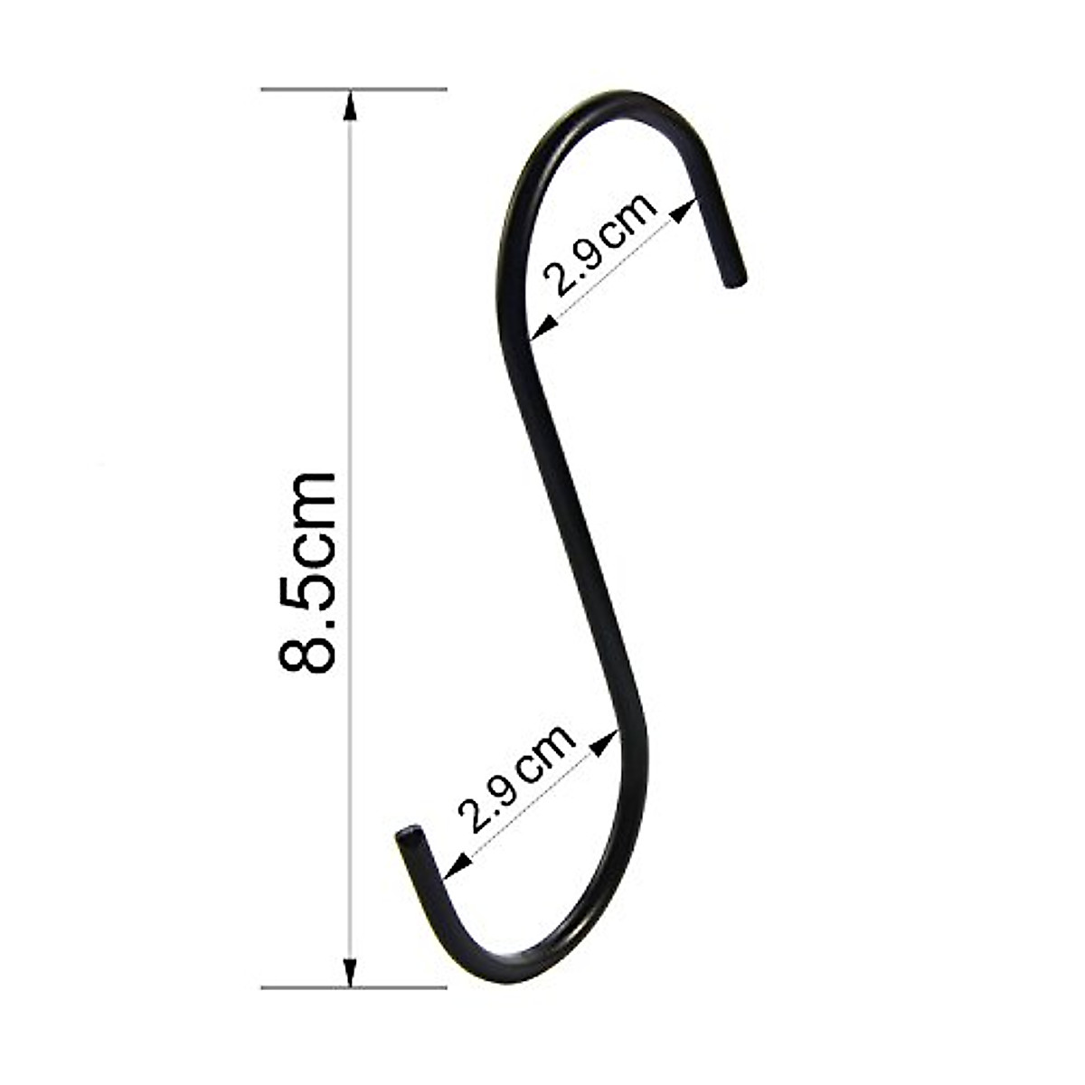 RuiLing Antistatic Coating Steel Hanging Hooks, Black, S-Shape, Pack of 15