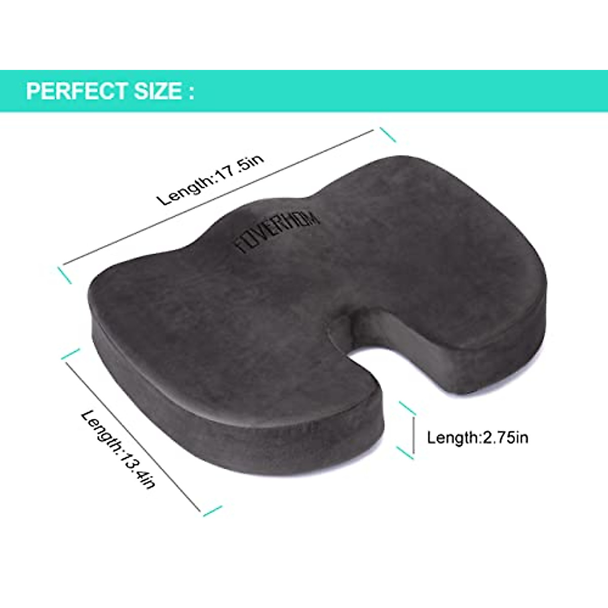 foverhom Gel Seat Cushion for Long Sitting,Office Chair Seat Cushion for Tailbone Pain Relief,Non Slip Orthopedic 50 Density Slow Rebound Memory Foam Car Seat Cushion with Handle and Concealed Zipper