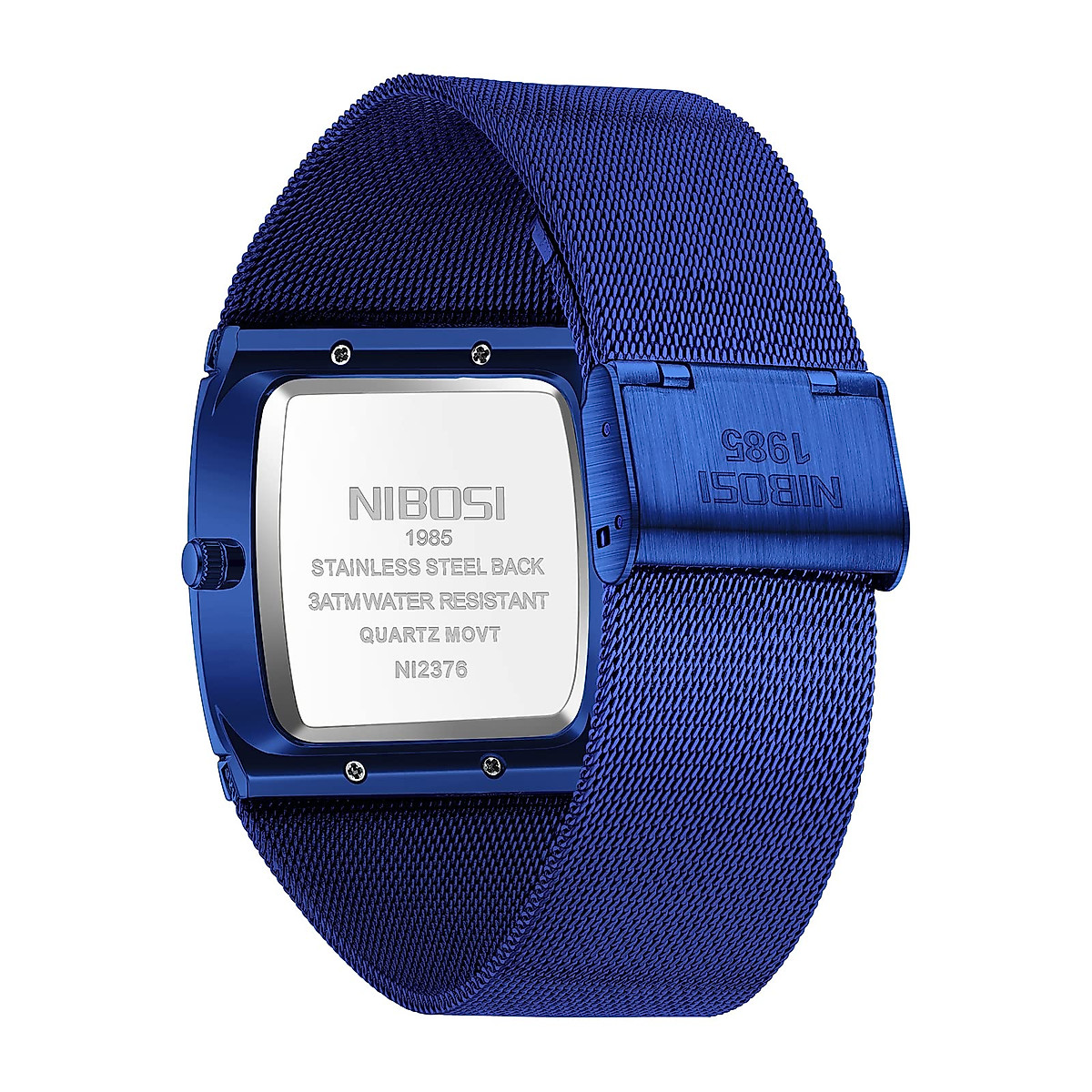 NIBOSI Men Watches Business Square Military Waterproof Sport Analog Quartz Wrist Watch for Men with Stainless Steel Mesh Strap Date Calendar (Blue)