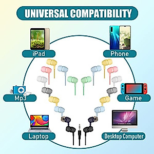 Macarrie 20 Pack Kids Earbuds Bulk 3.5 mm in-Ear Earphones Wired Earphones Without Mic Headphones for School Classroom Students Kids Adults Gifts (Multicolor)