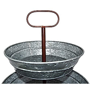 3 Tier Galvanized Steel Serving Tray with Handle, Rustic Vintage Farmhouse Style Party Platters for Cupcakes, Fruit, and Other Desserts or Foods - SciencePurchase