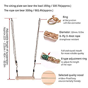 Pomya Outdoor Indoor Garden Yard Swing Swing for Adult Kid Children Wooden Swing Seat for Garden Yard Playground Swing Set