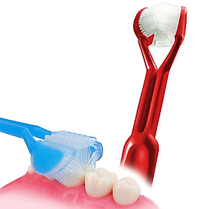 DenTrust | Triple Clean 3-Sided Toothbrush | Made in USA | Extra Gentle Soft Heads | Tongue Cleaner for Fresh Breath | Child Autism Special Needs