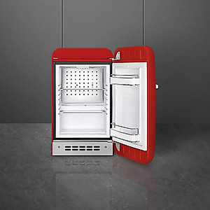 Smeg FAB5URRD3 16" 50's Retro Style Series Compact Cooler with 1.5 cu. ft. Capacity Automatic Defrost LED Interior Lighting and Adjustable Shelves Red, Right Hand Hinge