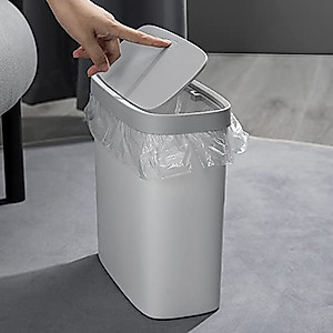 LtyTz Small Bathroom Trash Can with Lids Kitchen Wastebasket with Press Type Lid for Bathroom,Powder Room,Bedroom,Kitchen,Office (2.1 Gallon/8 Liter,Blue)