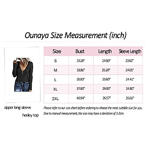 Women's V Neck Henley Long Sleeve T Shirts Front Zipper Tops Ribbed Knit Slim Fit Shirts (Small, Black)