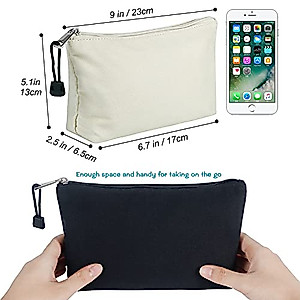 HRX Package Canvas Makeup Bag, 2pcs Cosmetic Zipper Pouches Travel Organizer Case for Brush Purse Diaper Bag Tote Bag