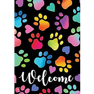 Briarwood Lane Rainbow Pawprints Welcome Garden Flag Dogs Cats Pet 12.5" x 18"