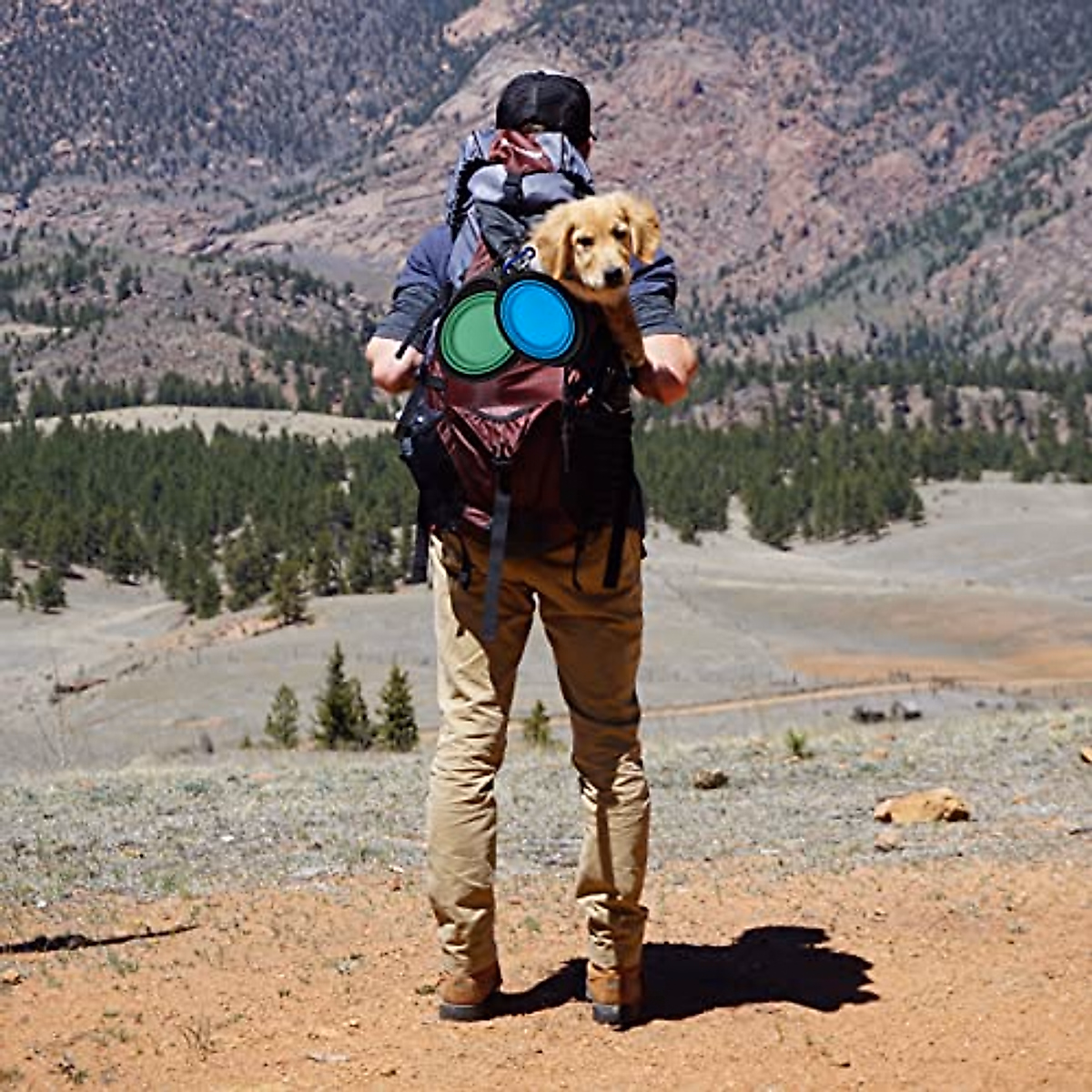 KlerRoem Collapsible Dog Travel Bowls, 2 Pack Dog Small/Large Travel Bowl Portable Foldable Pet Feeding Watering Dish for Traveling, Walking, Parking