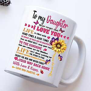 PerfectoStore Sunflower To My Daughter Never Forget That I Love You Mug – To My Dear Daughter In Law I Gave You My Amazing Son- Christmas presents gifts, Coffee Mug Birthday gifts 11oZ Coffee Cup