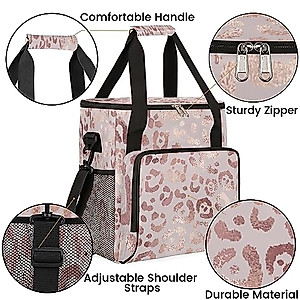 cfpolar Coffee Maker Carrying Bag Pink Leopard Travel Coffee Machine Bag Carrying Organizer Case Portable Single Serve Coffee Brewer Tote Bag Storage Bag for Camping Picnic