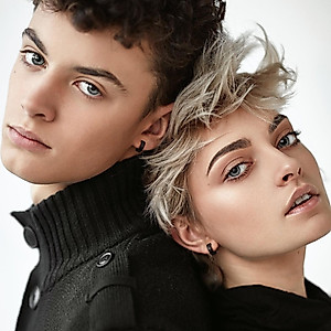 Jstyle Stainless Steel Black Unique Small Hoop Earrings for Men 1 Pairs Huggie Earrings Black