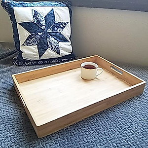 Lipper International 8865 Solid Bamboo Wood Serving Tray, 19.75" x 13.75" x 2.25"
