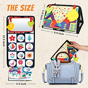 Tummy Time Baby Mirror Toys, High Contrast Black and White Baby Toys 0-3-6 Months, Newborn Brain Development Floor Mirror with Crinkle Cloth Book Montessori Toys for Babies 6-12 Months Infant Sensory