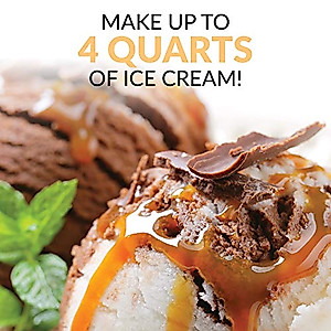 Nostalgia Electric Ice Cream Maker, 4 Quarts, Soft Serve Machine with Easy-Carry Handle for Ice Cream, Frozen Yogurt or Gelato, Dark Wood