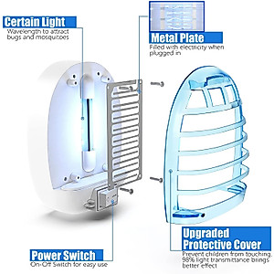 Fly Traps Indoor for Home PARSMIC Bug Zapper Mosquito Trap Electric Fly Swatter Racket Fly Zapper Updated Fly Killer – Light Blue, 6PCS