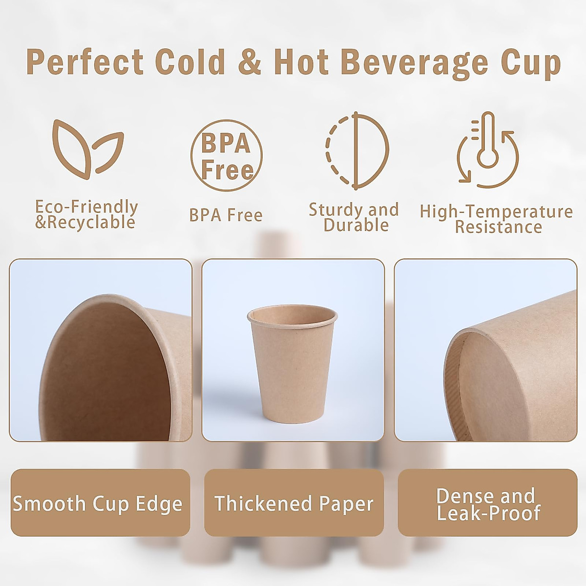 Lamosi 600 Pack 3 OZ Kraft Paper Cups, Disposable Bathroom Cups, Small Mouthwash Cups, Hot/Cold Beverage Cups for Home, Kitchen, Stores