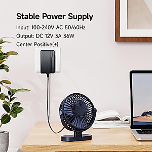 2 Pack 12Vdc 3A/3000mA 6ft Power Supply Adapter, 100-240V 50/60Hz AC to DC 36W Wall Charger with Barrel Connector for LED Strip Light, CCTV Camera, Router, DVR, NVR and More, ETL FCC (6Ft Cord, 20AWG)