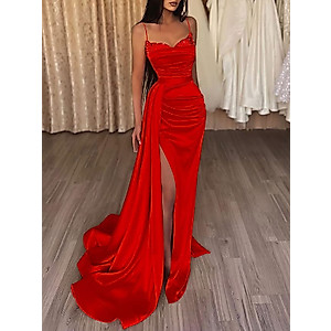 Princess Glitter Prom Dresses for Women with Train Mermaid Sequin Ruffled Satin Evening Formal Gowns Wisteria Size 8