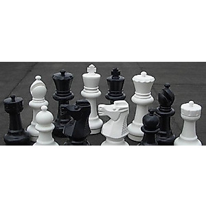 MegaChess Large Chess Pieces and Large Chess Mat - Black and White - Plastic - 12 inch King