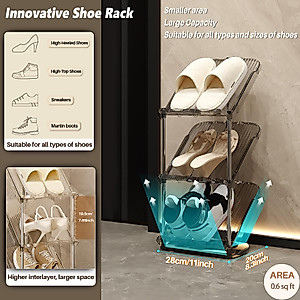 Patinao Sloping Narrow Shoe Rack 5 Tiers - Free Standing Vertical Shoes Racks for Small Spaces and Corner, Shoe Storage Organizer for Entryway, Tall Slim Shoe Shelf Cabinet for Shoes and Boots