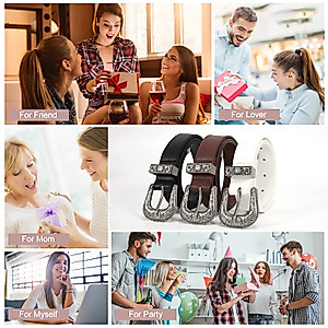 SUOSDEY 2Pack Women's Leather Belts for Jeans Dresses Belt with Vintage Metal Buckle Belt for Women