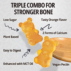 Vitamin D3 5000iu & K2( as MK7 ) 200mcg Gummies + 600mg Calcium, with Coconut Oil for High Absorption, Maximum Strength Vitamin D3 K2 Supplement - Support for Bones Muscle Teeth Immune, Vegan 2Packs