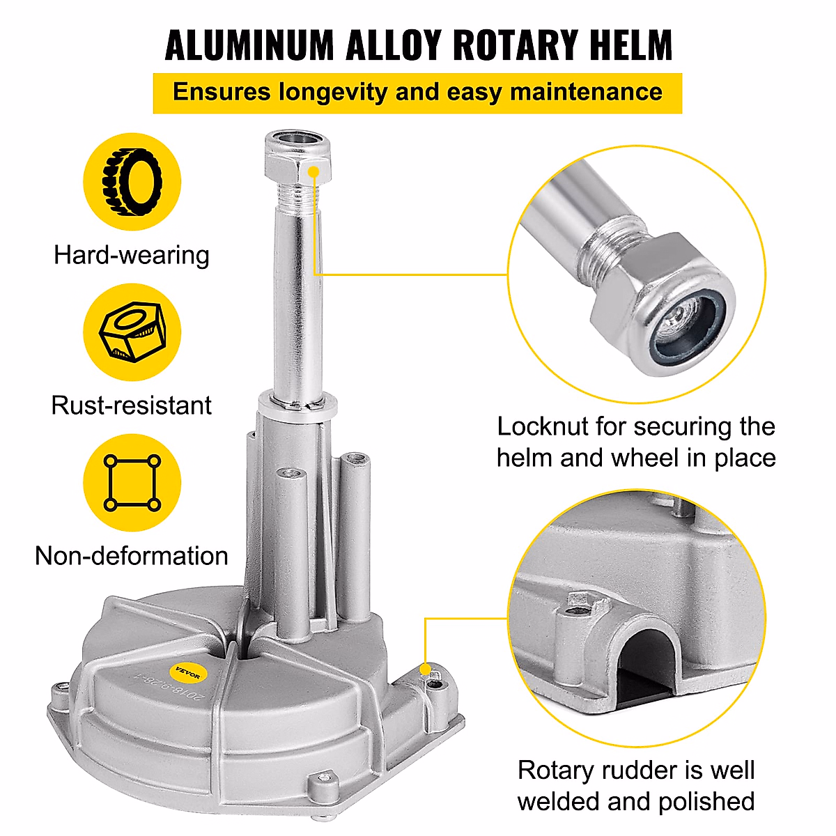 VEVOR Outboard Steering System Kit, 15' Boat Steering Cable, Standard 3/4" Tapered Shaft, Alloy Marine Steering System, Quick to Install, for Yachts, Fishing Boats, and Other Waterborne Vehicles