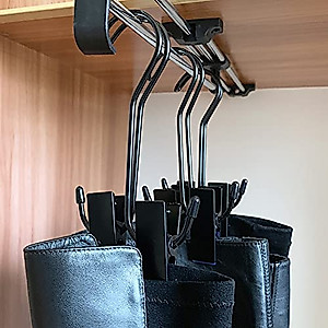 AWOCAN 2PCS Portable Laundry Hook Shoes Clips Stainless Boots Clips Closet Organizer Hangers Clip Travel Home Clothing Trouser Hanger for Shoes, Towel, Socks,Pants, (Black)